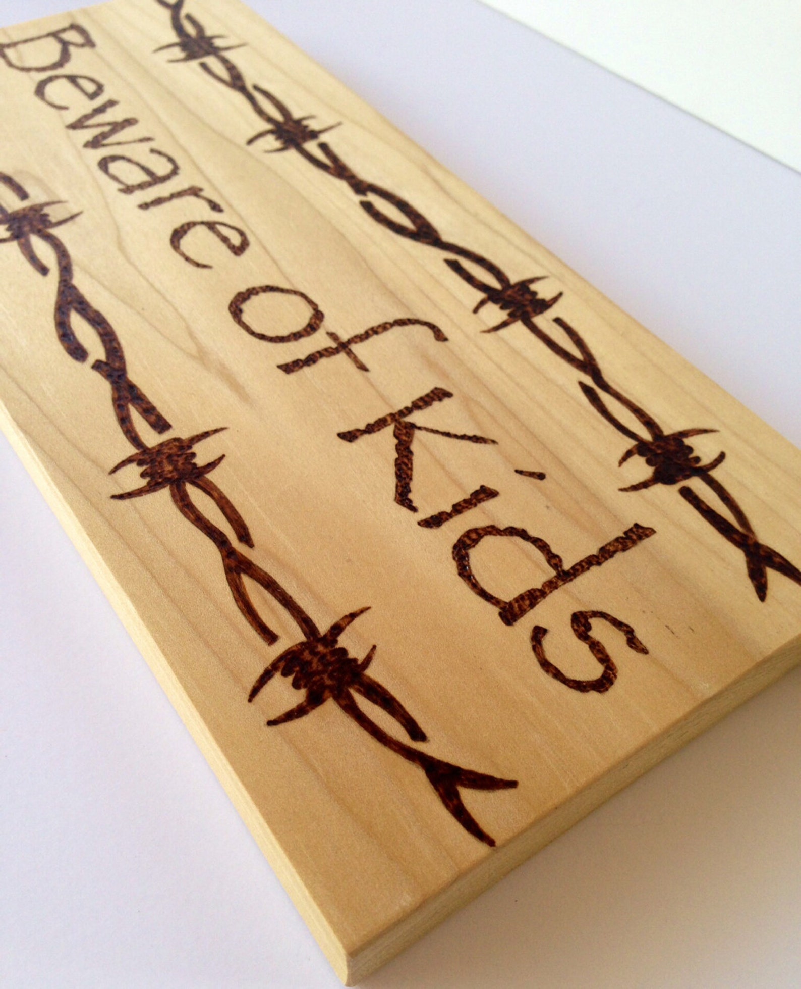 Beware of Kids Wood Sign Funny Wood Sign Wood Burned Sign - Etsy