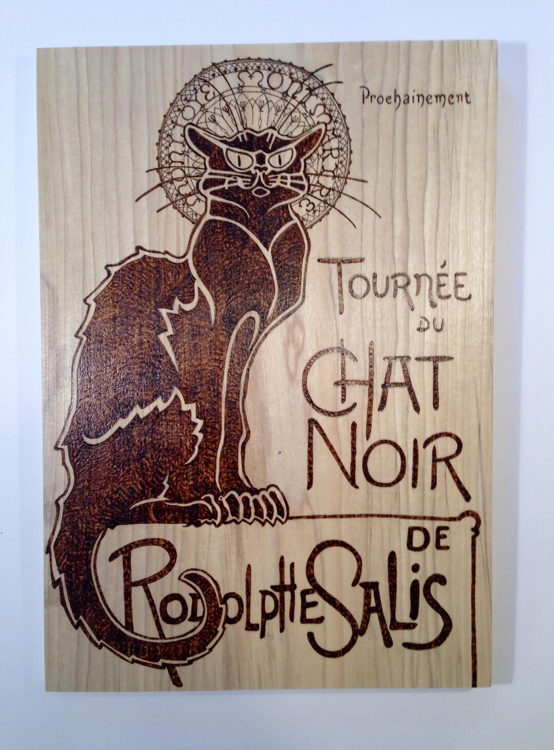 Chat Noir Wood Art: Pyrography Art Nouveau Poster - Etsy