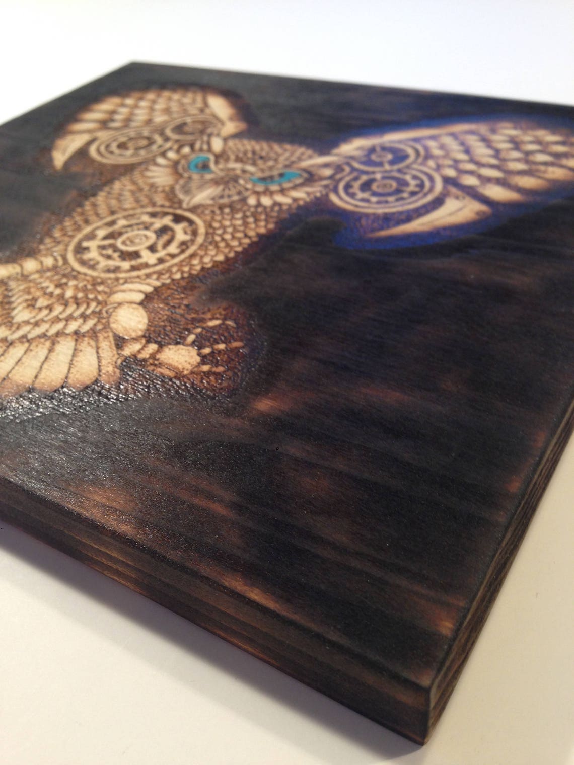 Steampunk Owl Wood Burned Art Pyrography Artwork Wooden Owl - Etsy