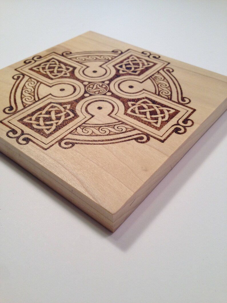Wood Burned Celtic Cross Art: Pyrography Poplar Decor - Etsy