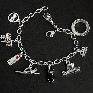 Swimming Bracelet. Swimmer Charm Bracelet. Swim Lover Sports Bracelet ...