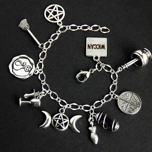 Wicca Bracelet. Witch Charm Bracelet. Wiccan Bracelet. Witch Bracelet. Pagan Jewelry. Wiccan ...