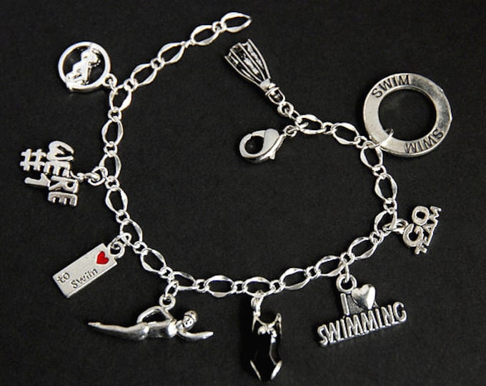 Swimming Bracelet. Swimmer Charm Bracelet. Swim Lover Sports - Etsy