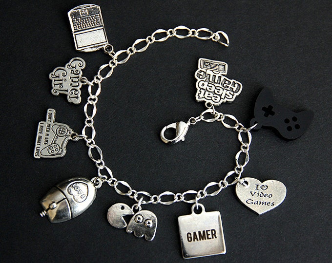 Gamer Bracelet. Gamer Girl Charm Bracelet. Video Games | Etsy