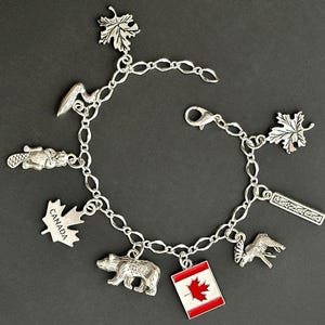 Canada Bracelet. Canadian Charm Bracelet. Travel Bracelet. Tourist ...