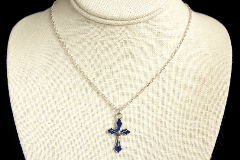 Cobalt Blue Cross Necklace. Christian Necklace. Royal Blue | Etsy