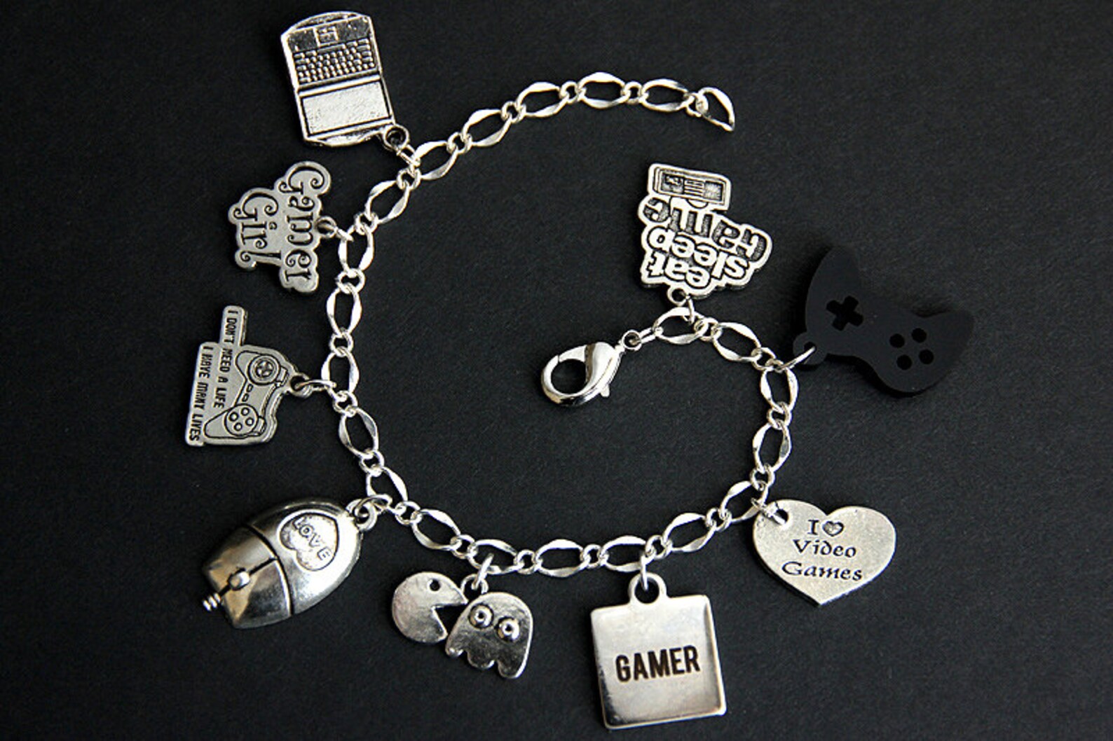 Gamer Bracelet. Gamer Girl Charm Bracelet. Video Games - Etsy