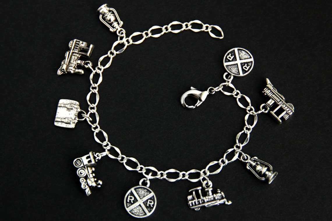 Train Bracelet. Charm Bracelet. Railroad Bracelet. Locomotive Bracelet ...