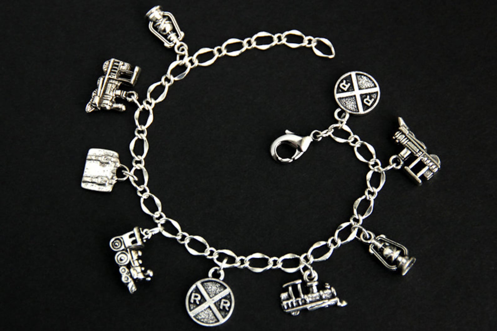 Train Bracelet. Charm Bracelet. Railroad Bracelet. Locomotive Bracelet ...