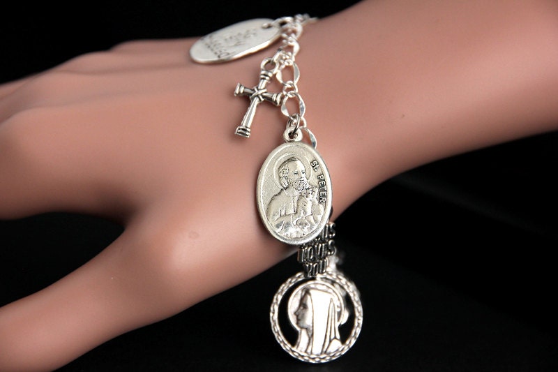 Saint Peter Bracelet. St Paul Christian Bracelet. Catholic Charm ...