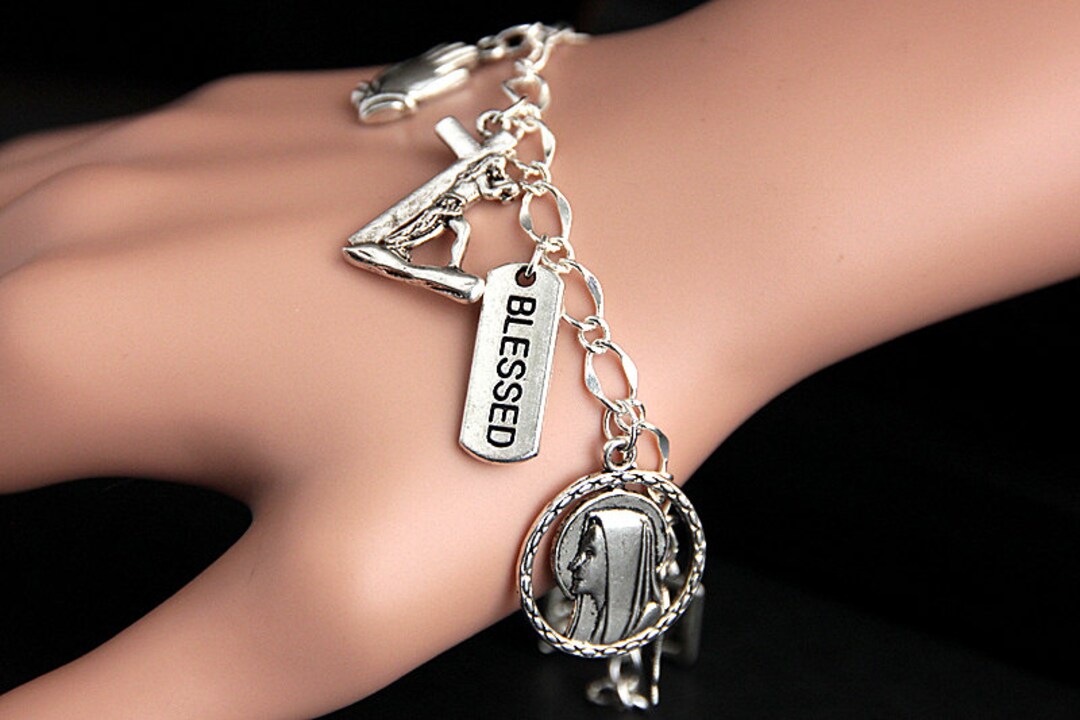 Religious Bracelet. Christian Charm Bracelet. Catholic Bracelet ...