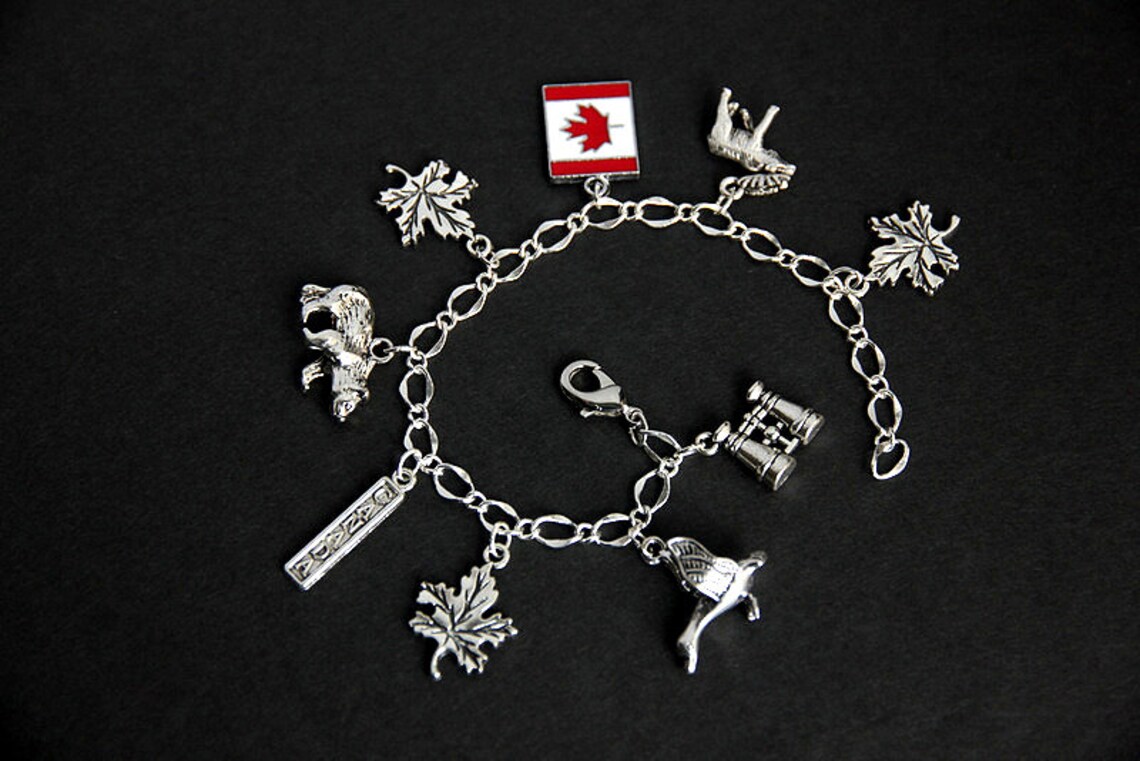 Canada Bracelet. Canadian Charm Bracelet. Travel Bracelet. | Etsy