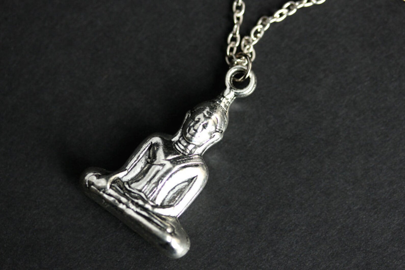 Skinny Buddha Necklace. Indian Buddha Charm Necklace. Buddhist Necklace ...