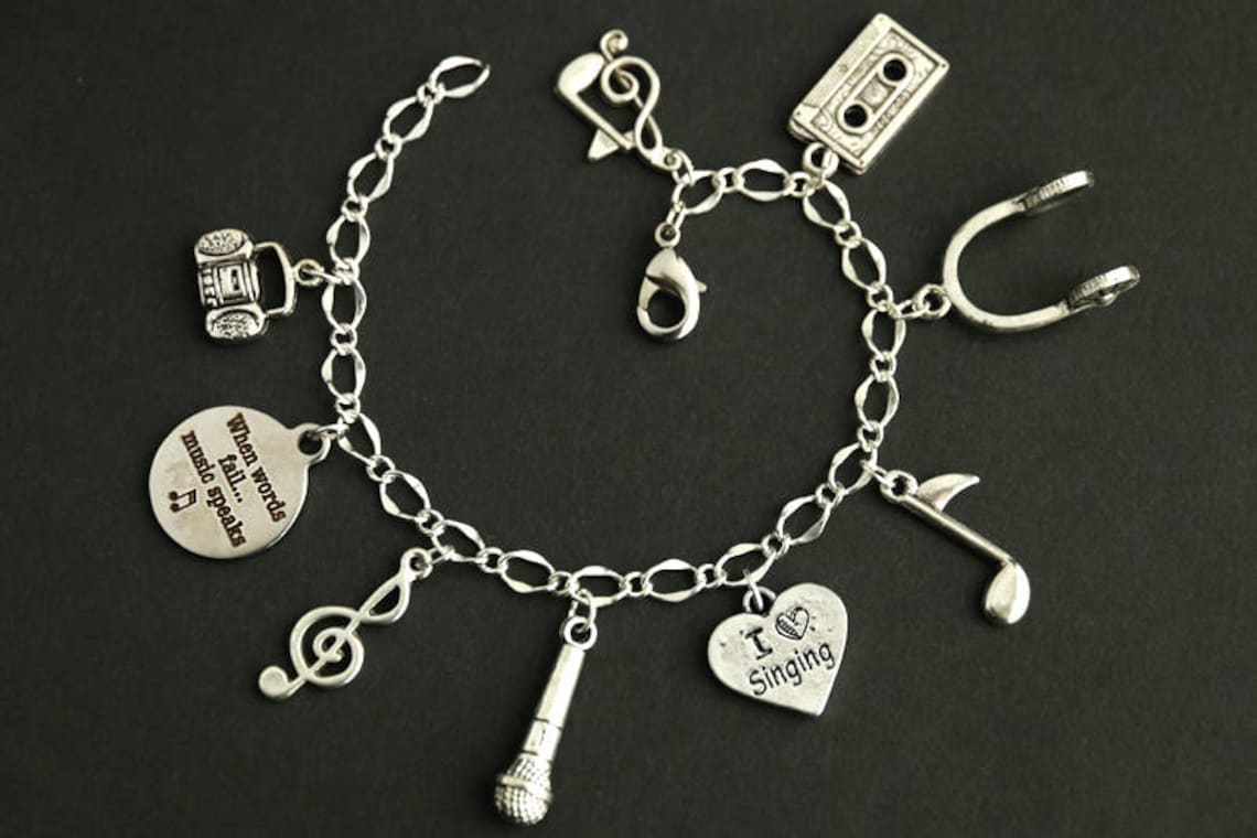 Singer Bracelet. Love to Sing Charm Bracelet. Singing | Etsy