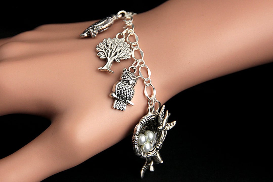 Bird Bracelet. Bird Charm Bracelet. Bird Lover Bracelet. Bird Watcher ...
