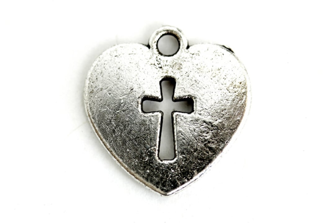 Heart Cross Charm. Cross Heart Charm. Add-on Charm for Bracelet Charm ...