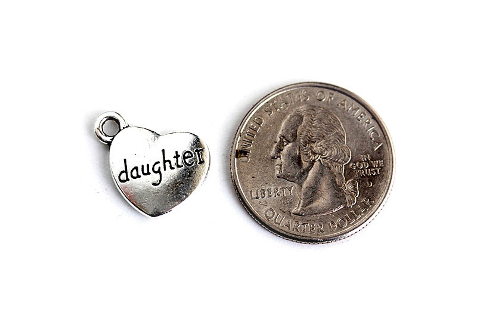 Daughter Charm. Heart Charm. Add-on Charm for Charm Bracelets. Silver ...