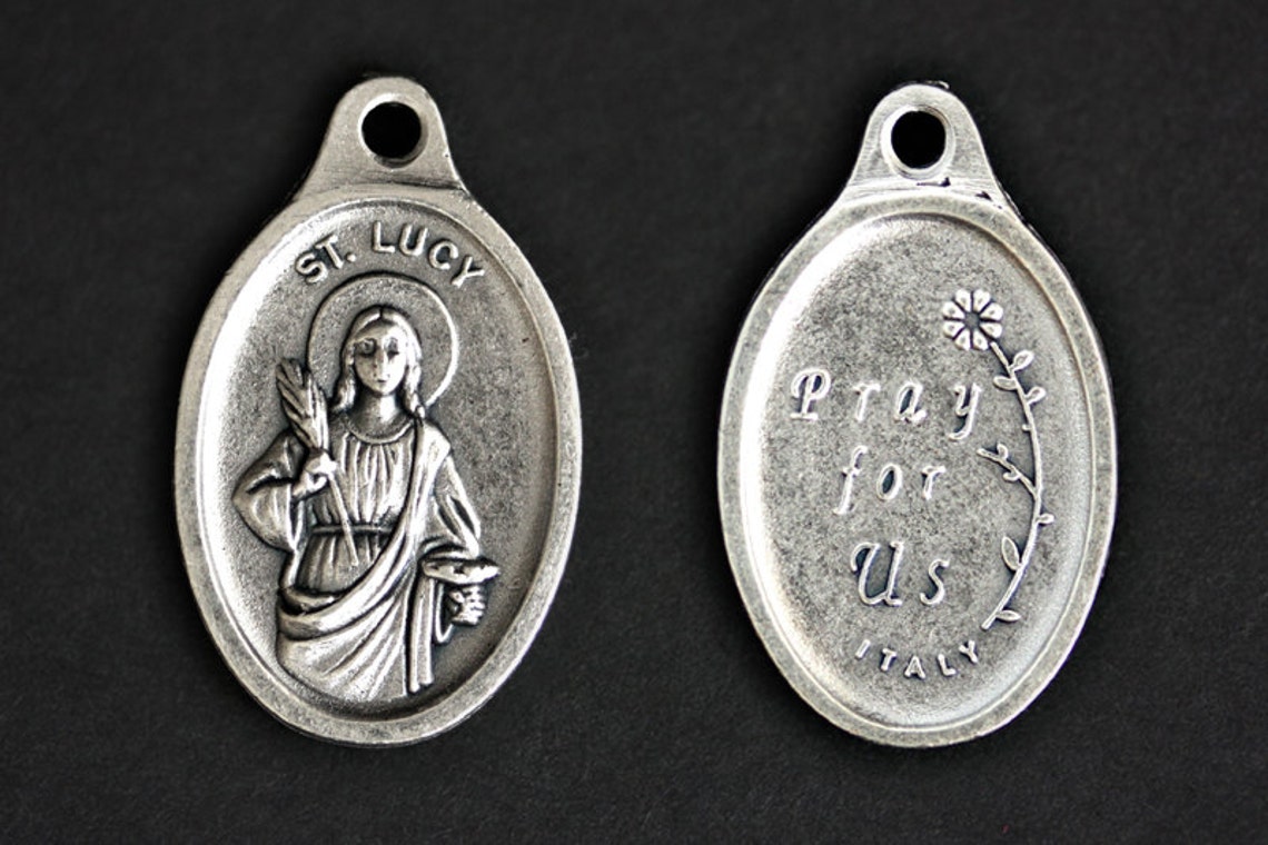Saint Lucy Necklace. Catholic Saint Necklace. St Lucy Medal Necklace ...