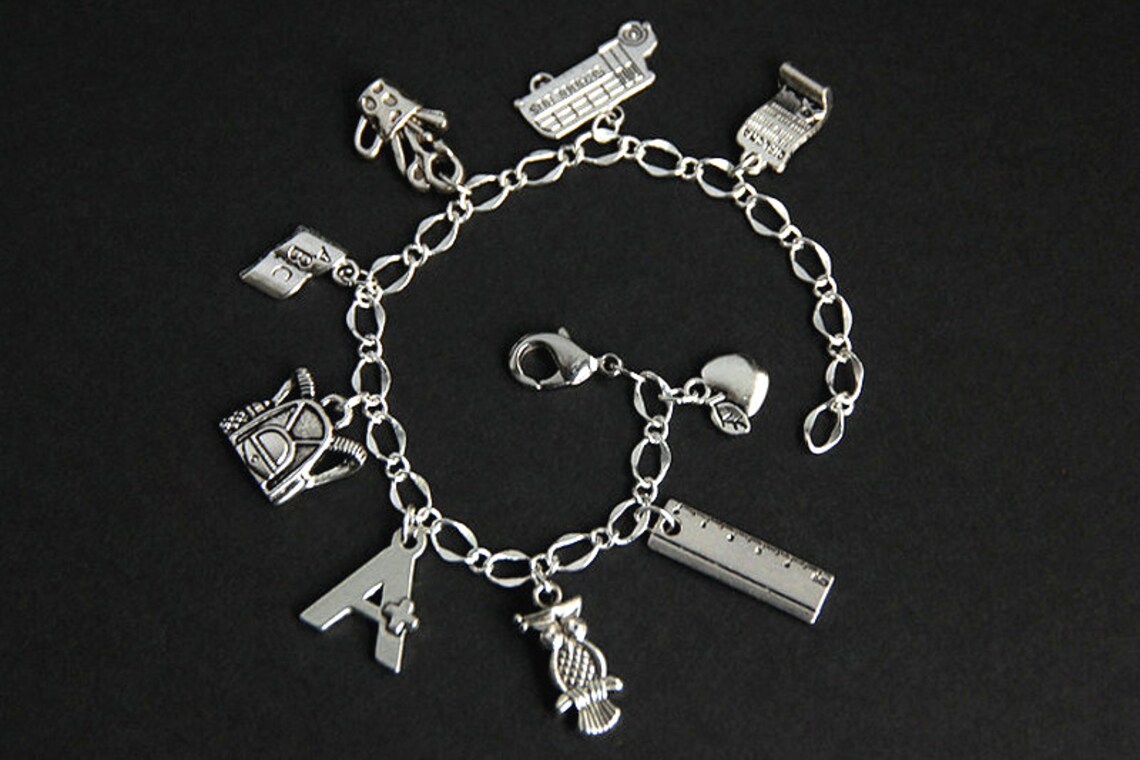 School Bracelet. School Charm Bracelet. Education Bracelet. Student ...