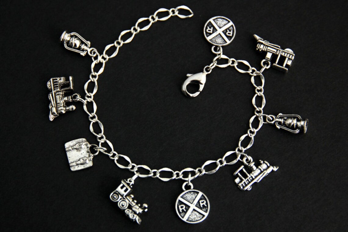 Train Bracelet. Charm Bracelet. Railroad Bracelet. Locomotive Bracelet ...