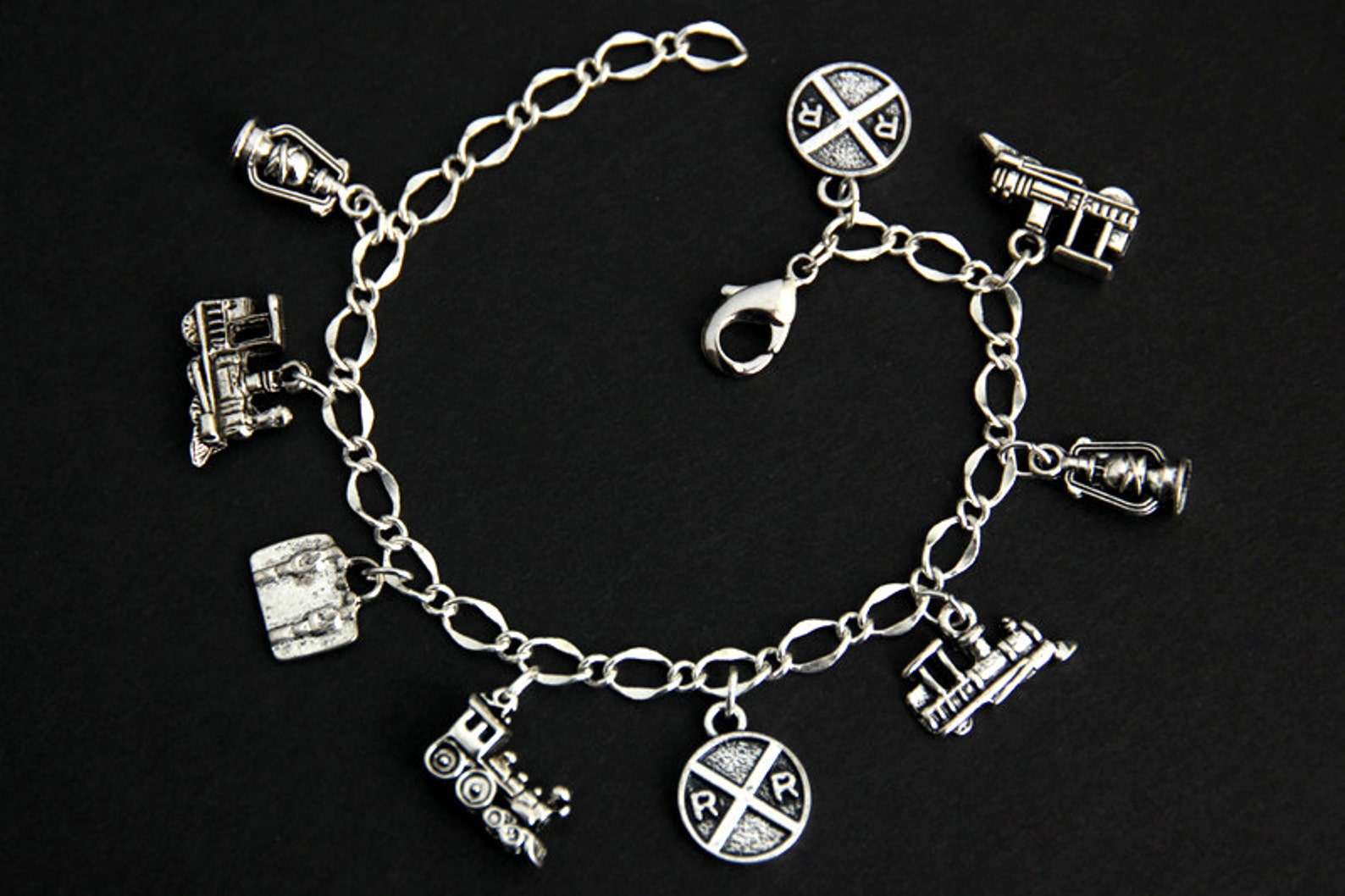 Train Bracelet. Charm Bracelet. Railroad Bracelet. Locomotive Bracelet ...