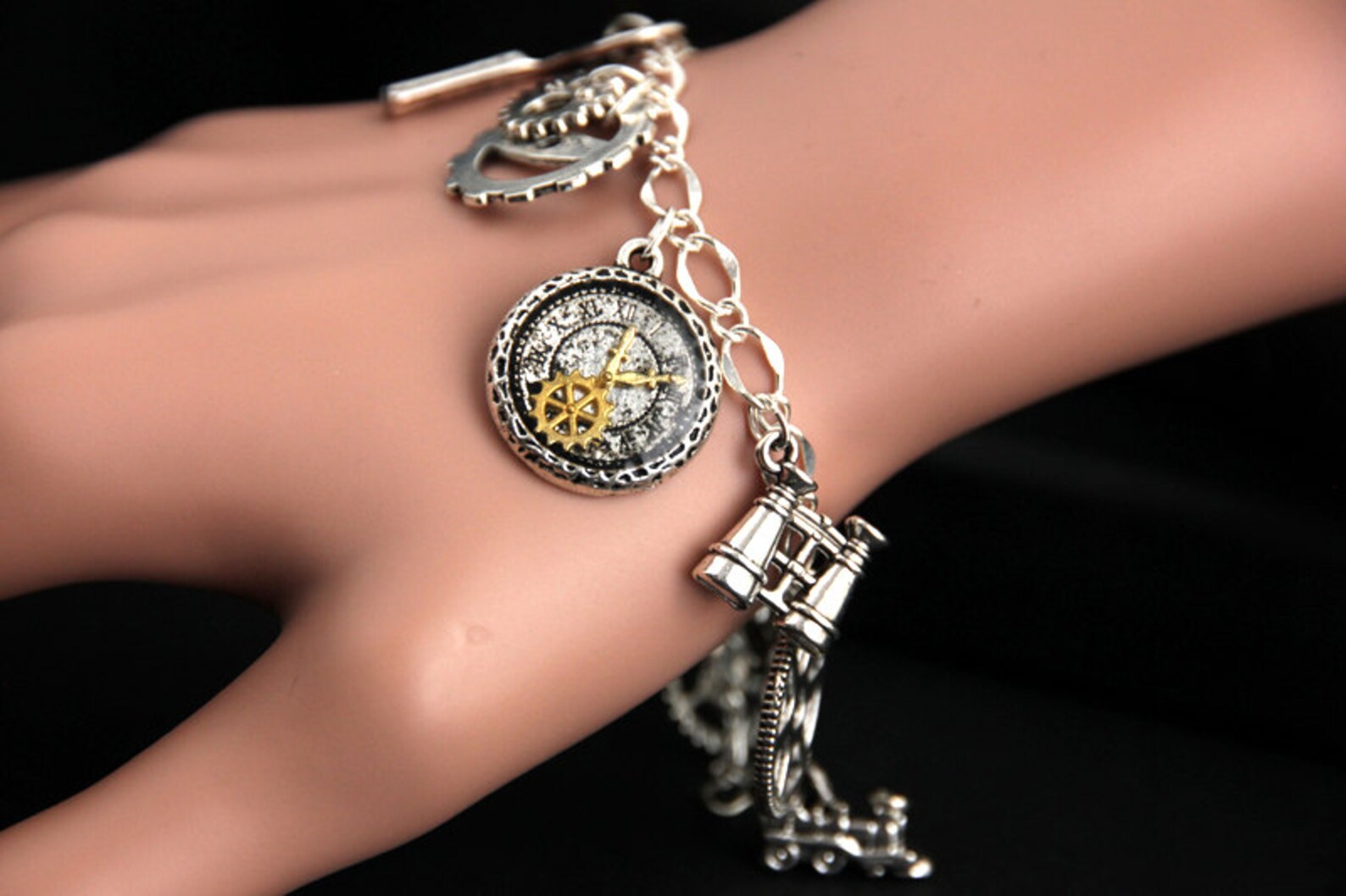Clockwork Bracelet. Charm Bracelet. Steampunk Bracelet. Silver - Etsy