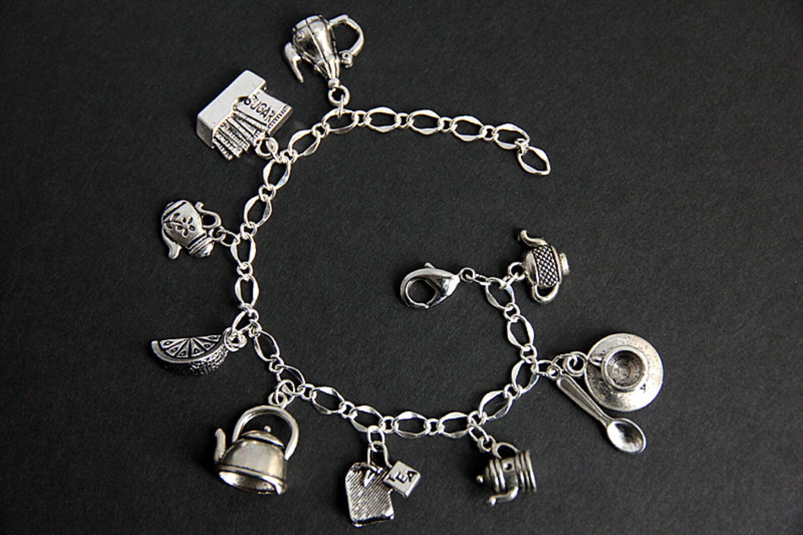 Tea Bracelet. Tea Time Charm Bracelet. Tea Lover Bracelet. | Etsy