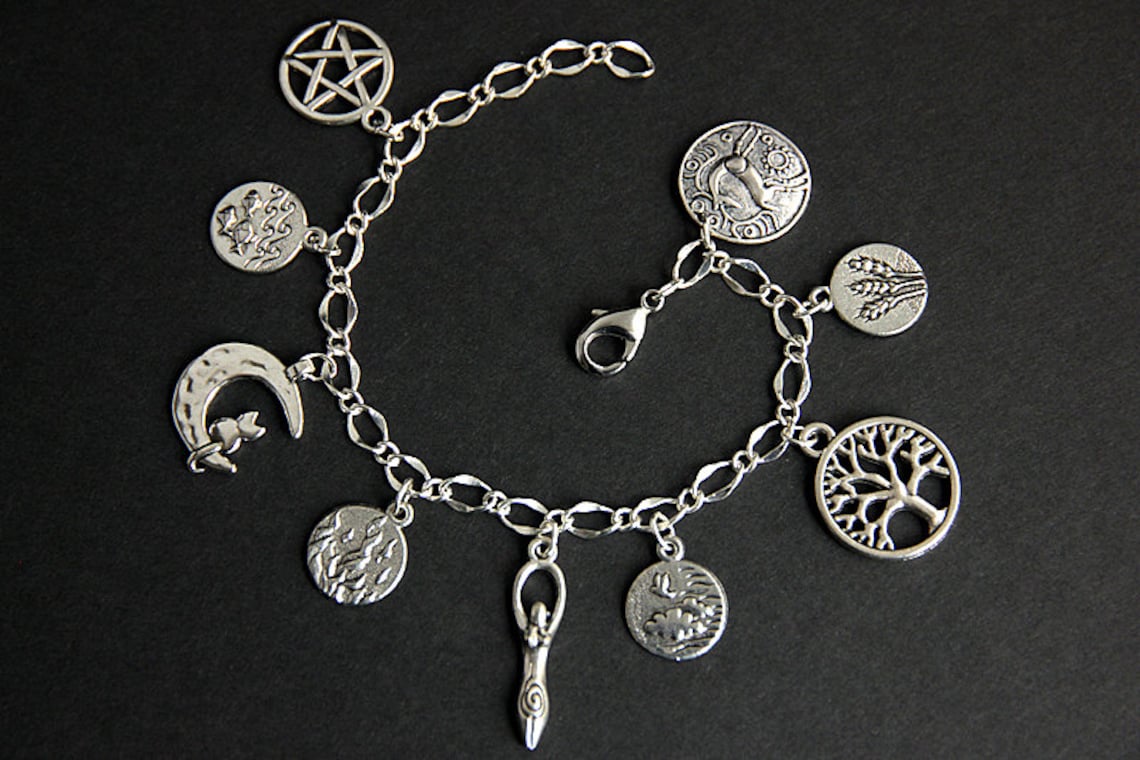 Pagan Bracelet. Earth Religion Charm Bracelet. Wicca Bracelet. - Etsy