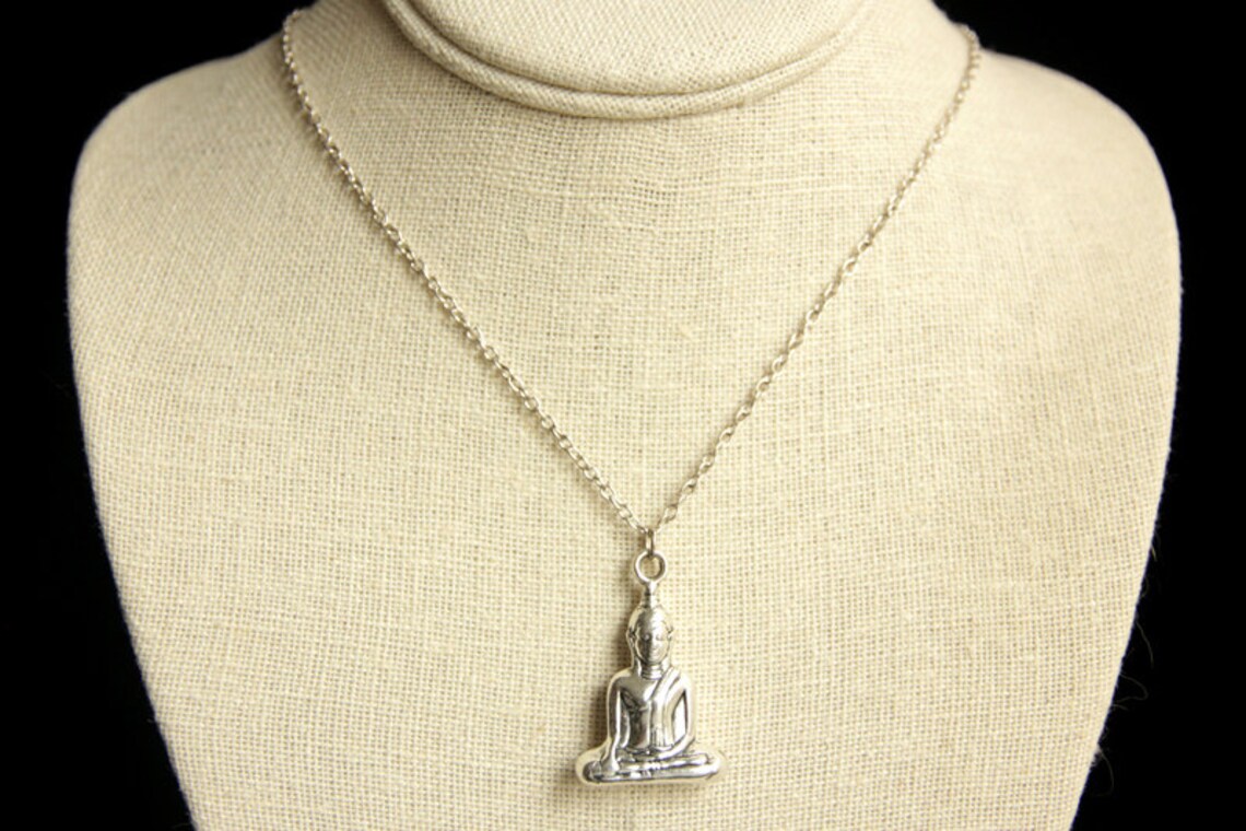 Skinny Buddha Necklace. Indian Buddha Charm Necklace. Buddhist Necklace ...