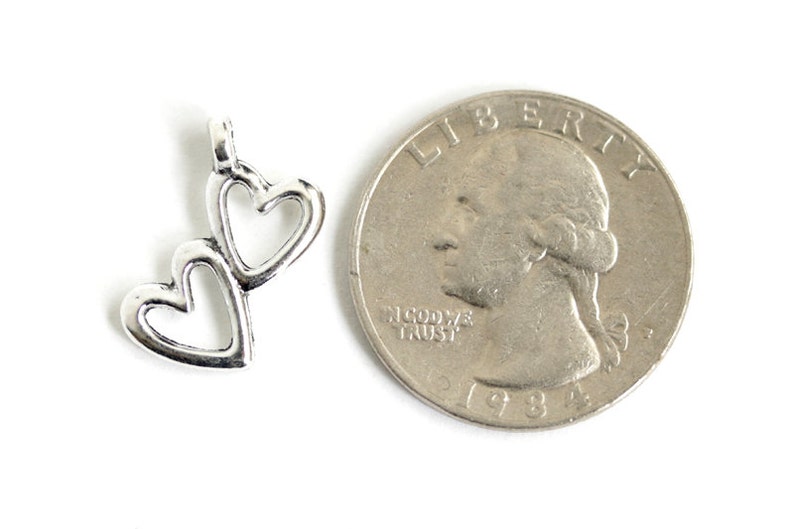 Double Heart Charm. Add-on Charm for Bracelet Charm or Necklace Charm ...