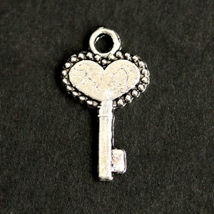 Heart Key Charm. Small Key Charm. Silver Key Charm. Add on Charm for ...
