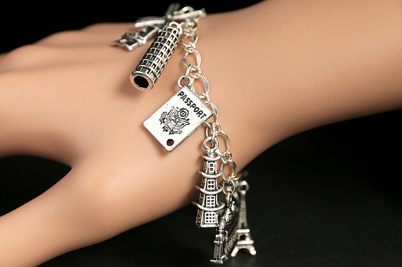 World Travel Bracelet. Around the World Charm Bracelet. Traveler ...