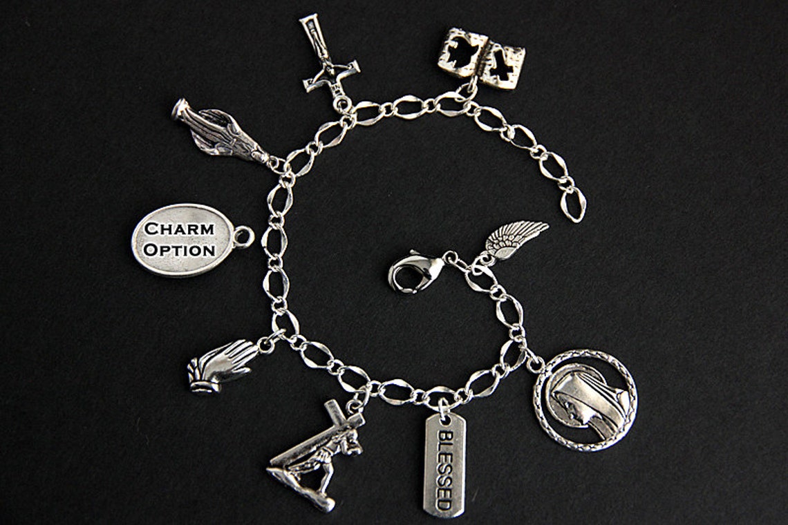 Religious Bracelet. Christian Charm Bracelet. Catholic - Etsy