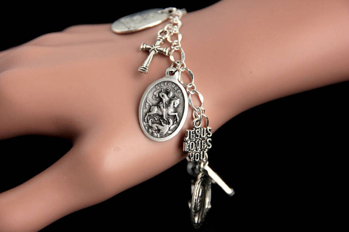 Saint George Bracelet. Catholic Bracelet. St George Charm - Etsy