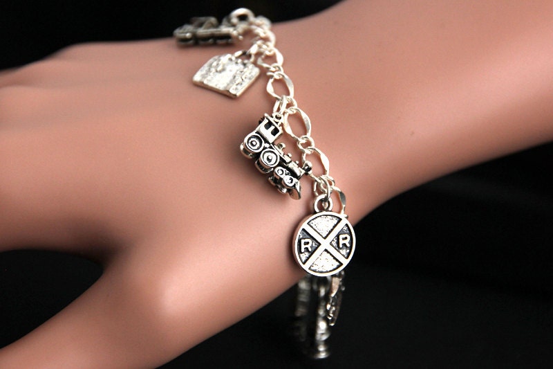 Train Bracelet. Charm Bracelet. Railroad Bracelet. Locomotive Bracelet ...