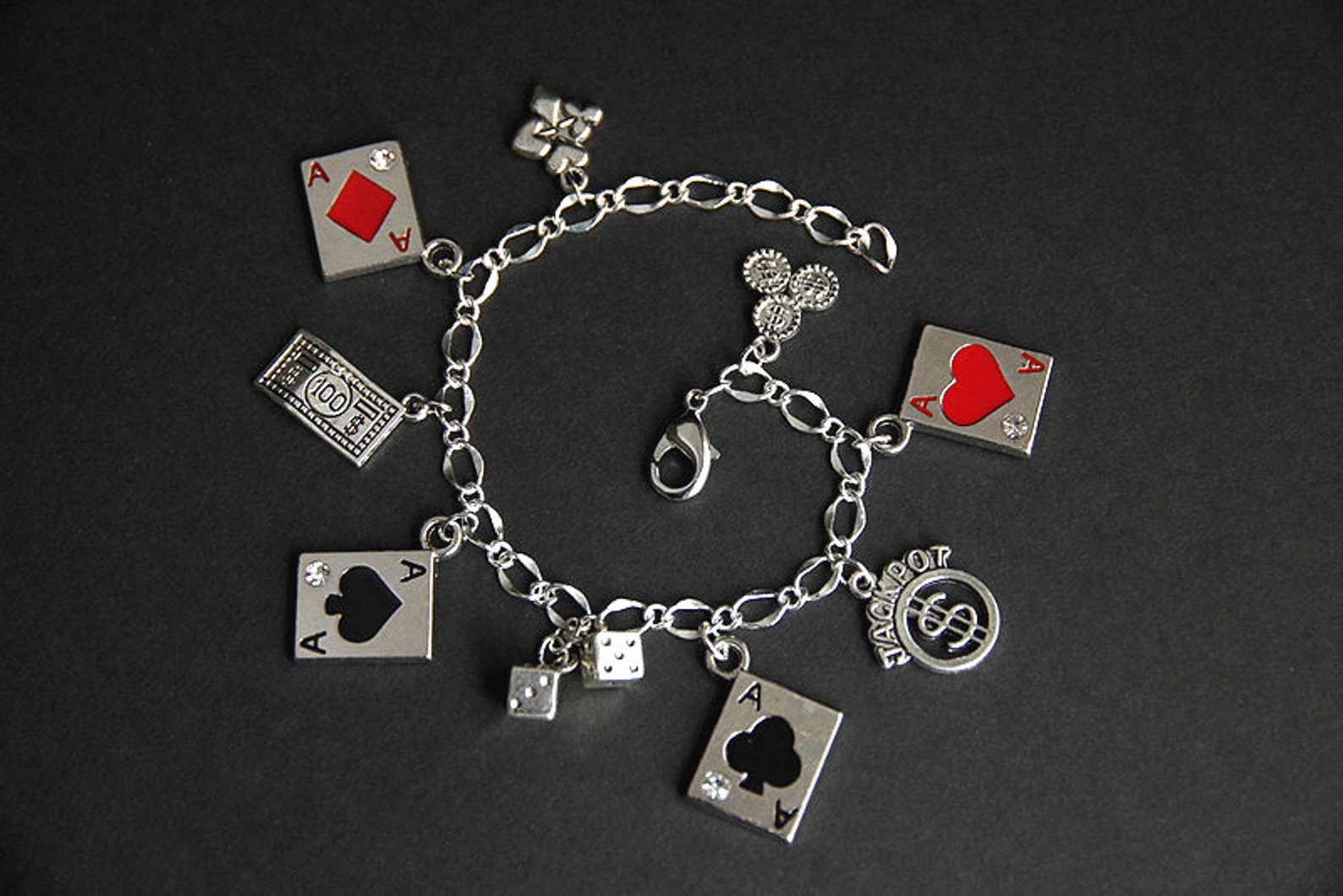 Gambling Bracelet. Poker Charm Bracelet. Poker Bracelet. | Etsy