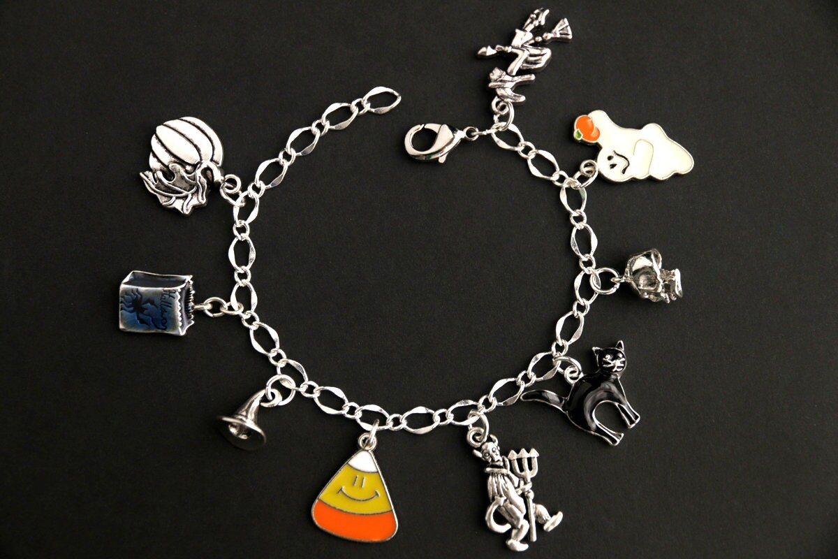 Trick or Treat Halloween Night Bracelet. Halloween Bracelet. Enameled ...