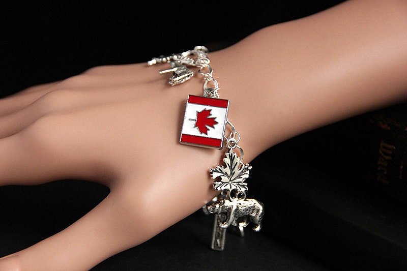 Canada Bracelet. Canadian Charm Bracelet. Travel Bracelet. Tourist ...