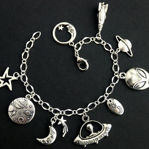 Alien Bracelet. Alien Charm Bracelet. UFO Bracelet. Silver Charm ...