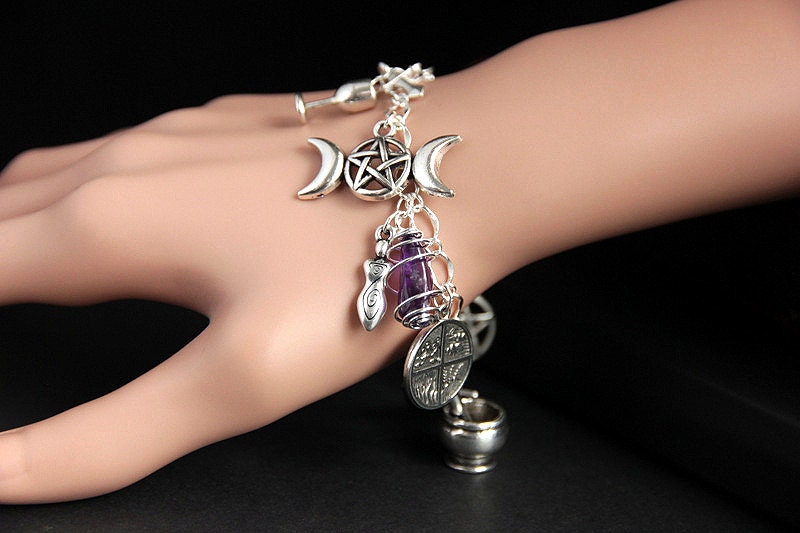 Wicca Bracelet. Witch Charm Bracelet. Wiccan Bracelet. Witch - Etsy
