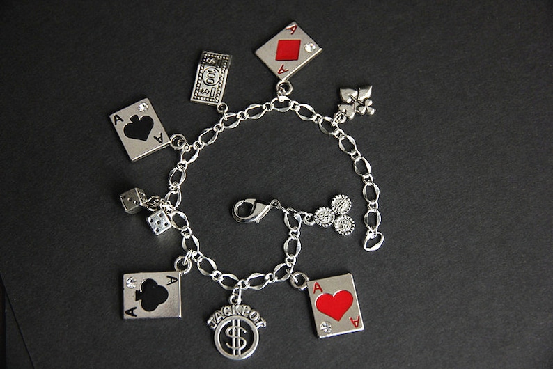 Gambling Bracelet. Poker Charm Bracelet. Poker Bracelet. Gambler ...