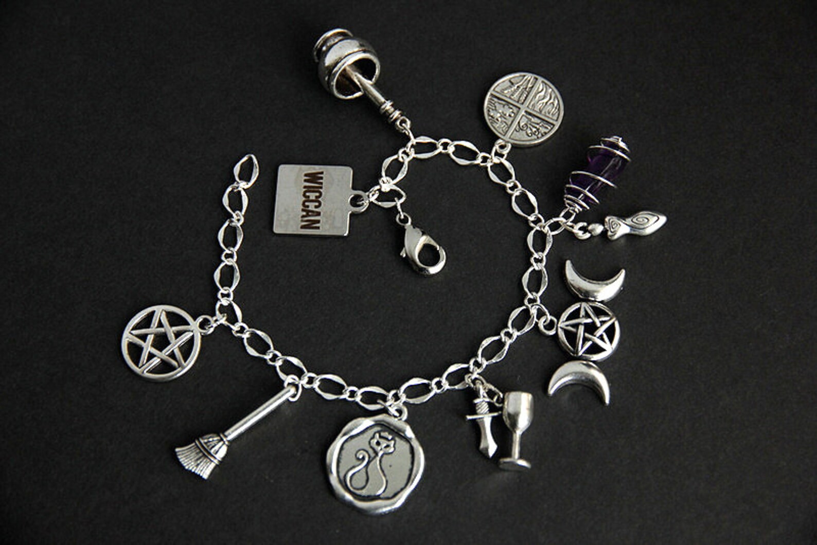 Wicca Bracelet. Witch Charm Bracelet. Wiccan Bracelet. Witch - Etsy