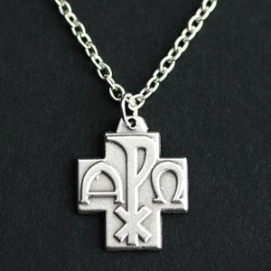 Alpha Omega Necklace. Catholic Necklace. Alpha Omega Medal Necklace ...