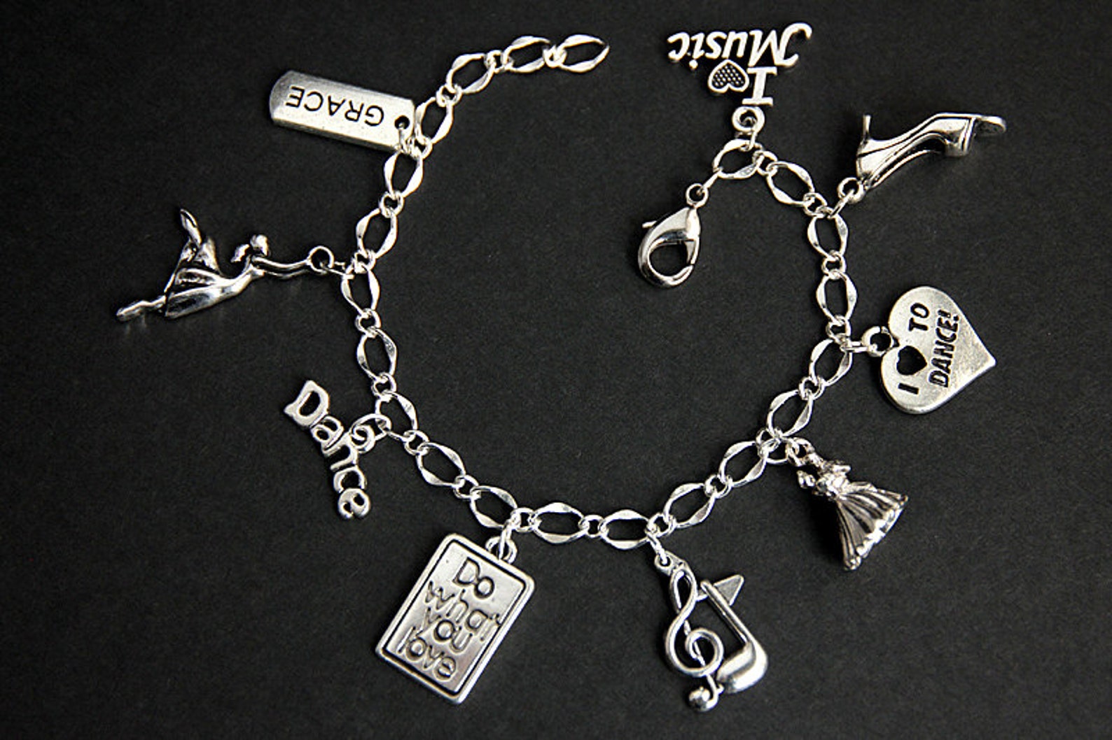 Dance Bracelet. Dance Charm Bracelet. Dancing Bracelet. Silver - Etsy
