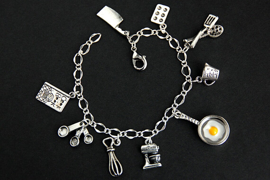 Cooking Bracelet. Cooking Charm Bracelet. Chef Bracelet. Silver ...