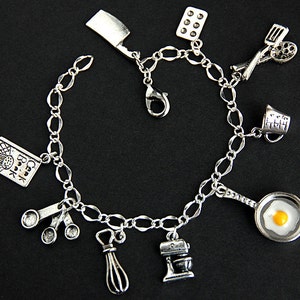 Cooking Bracelet. Cooking Charm Bracelet. Chef Bracelet. Silver ...