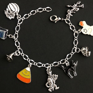 Trick or Treat Halloween Night Bracelet. Halloween Bracelet. Enameled ...