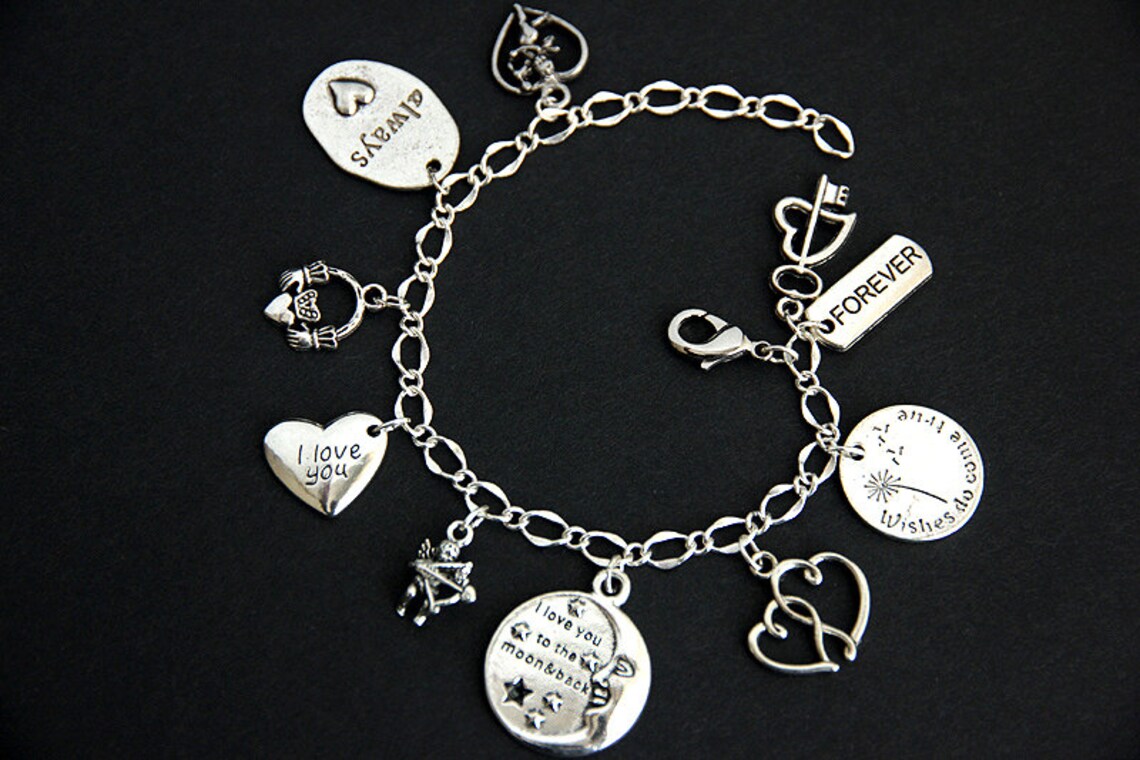 Love Bracelet. Romance Charm Bracelet. Romantic Bracelet. Silver ...