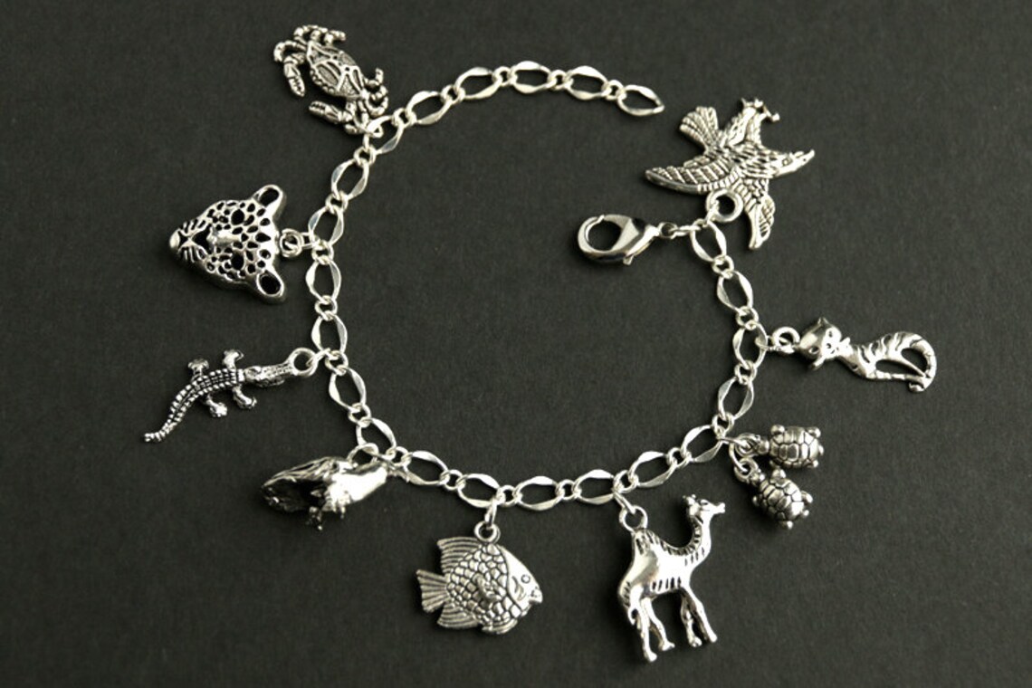 Animals Bracelet. World Animals Charm Bracelet. Wildlife - Etsy