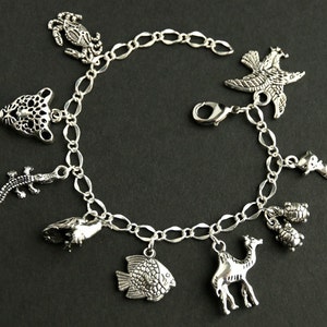 Animals Bracelet. World Animals Charm Bracelet. Wildlife Bracelet ...